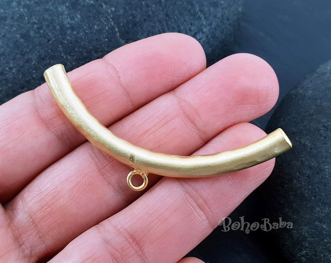 Hammered Tube Spacer, Tube With Loop, Tube Connector, Gold Tube Slider ...