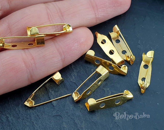 Blank Safe Pin 50 Pieces Gold Metal Bar Pin Back Brooch,safety Pin ...
