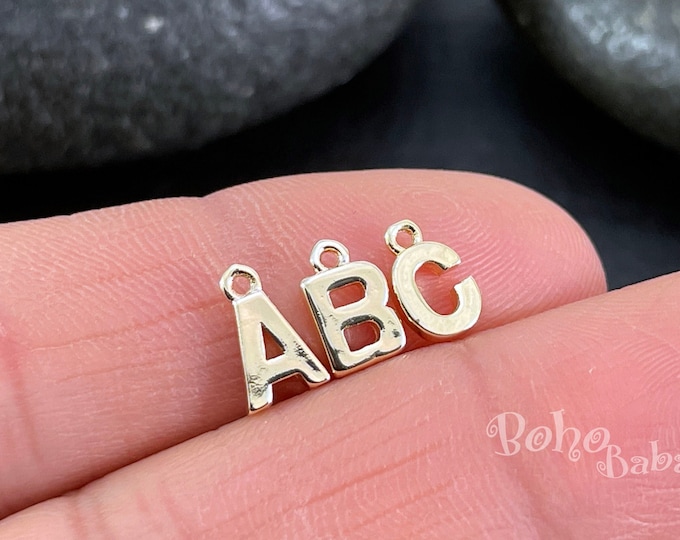 Colorful Letter Charms 12x8mm, Alphabet Charms Pendant, Gold Lowercase ...