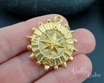 Gold Compass Charm | Etsy