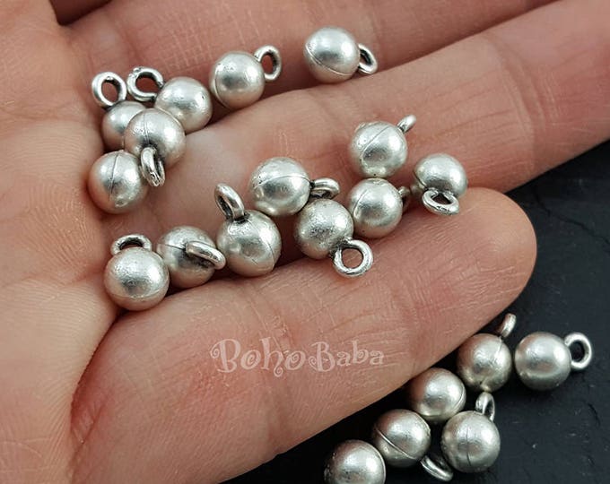 Silver Ball Charms, Mini Silver Drop Charms, 6mm Ball Charms, Tribal ...