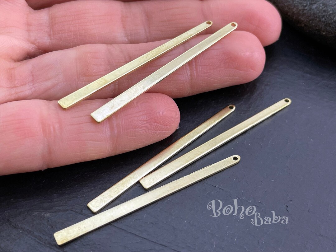 Raw Brass Long Bar Charm, Brass Stick Charms, Brass Stamping Blanks ...
