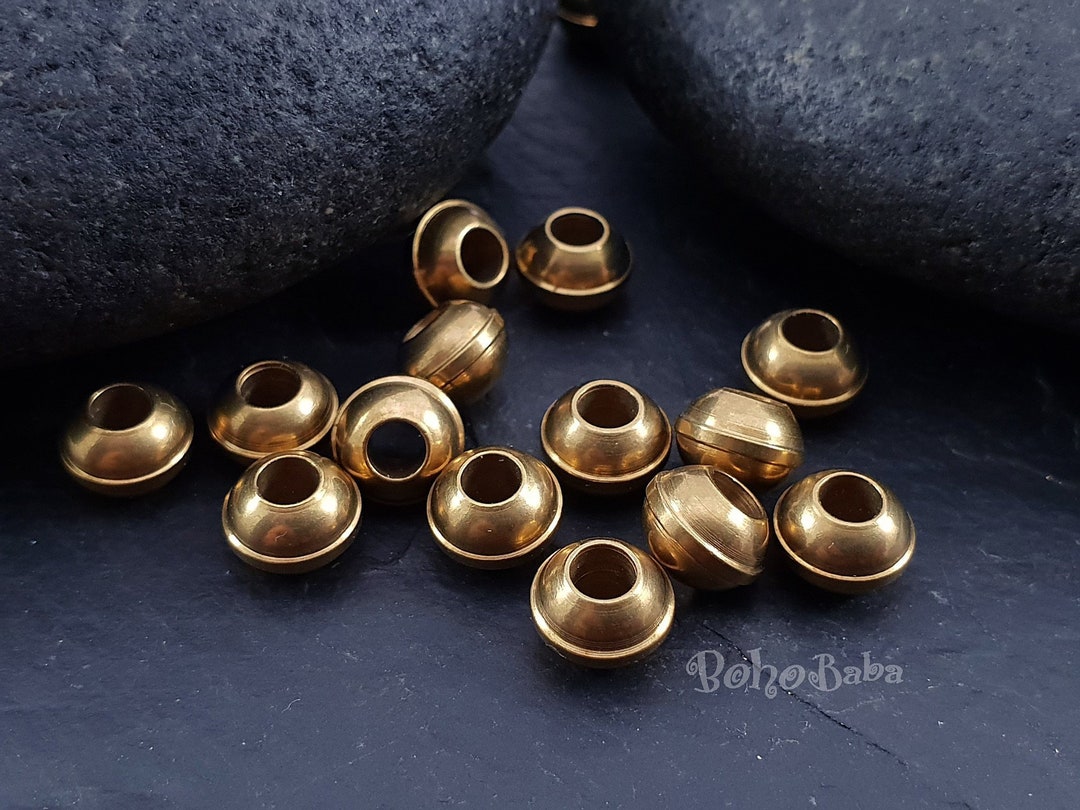 Solid Brass Beads, Raw Brass Spacers, Large Saucer Beads, Ball Spacer ...
