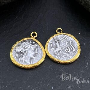 Silver Greek Coin Pendant, Goddess Artemis Coin Charm, Ancient Greek ...