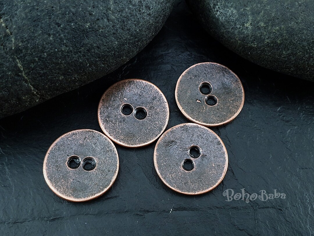 Large Copper Buttons, Copper Plated Buttons, Button Charms, Metal ...