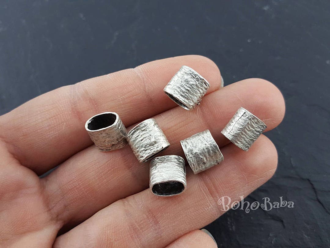 Antique Silver Plated Large Hole Tube Spacers, Licorice Bracelet Spacer ...