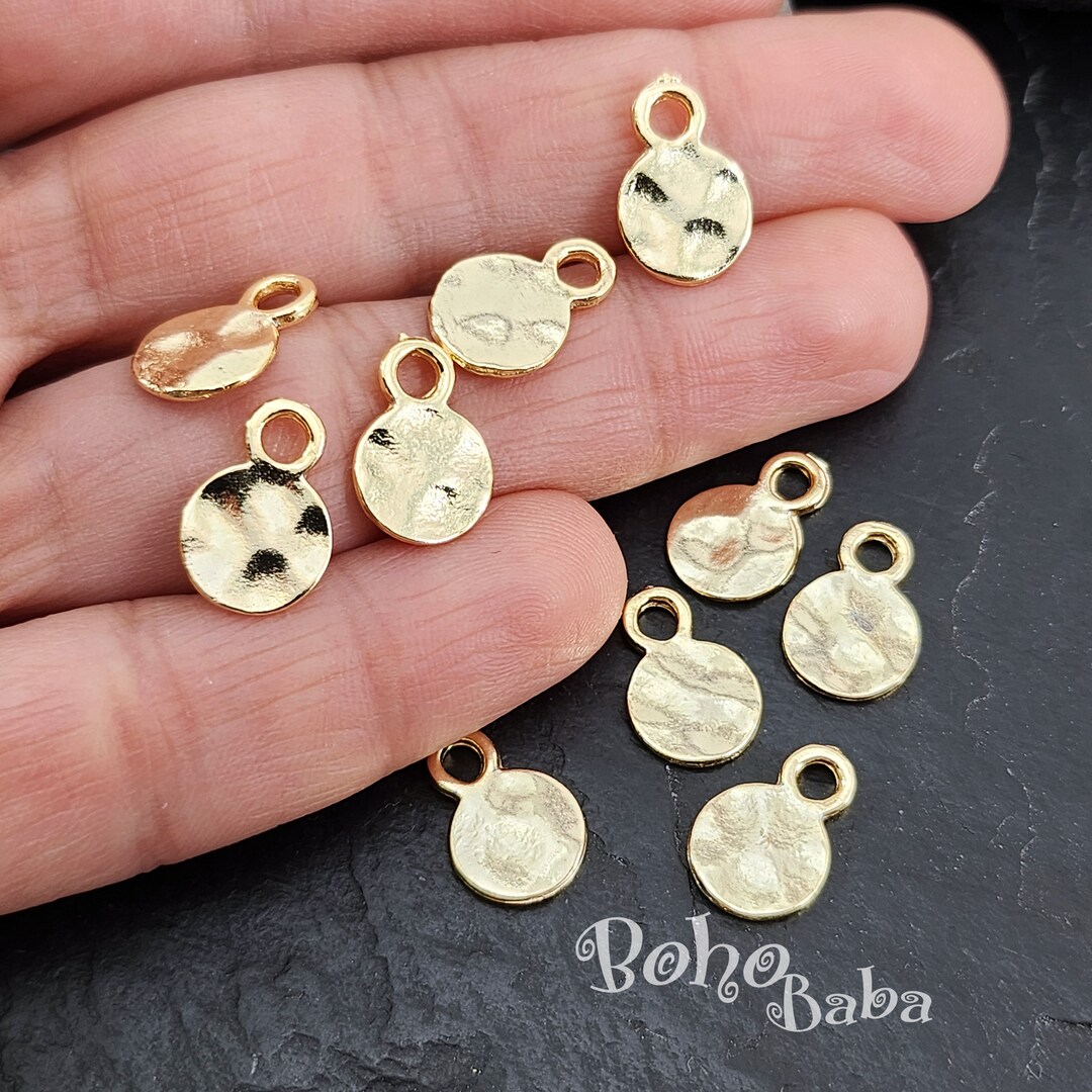 Shiny Gold Plated Hammered Coin Charms, 10 Pc - Etsy