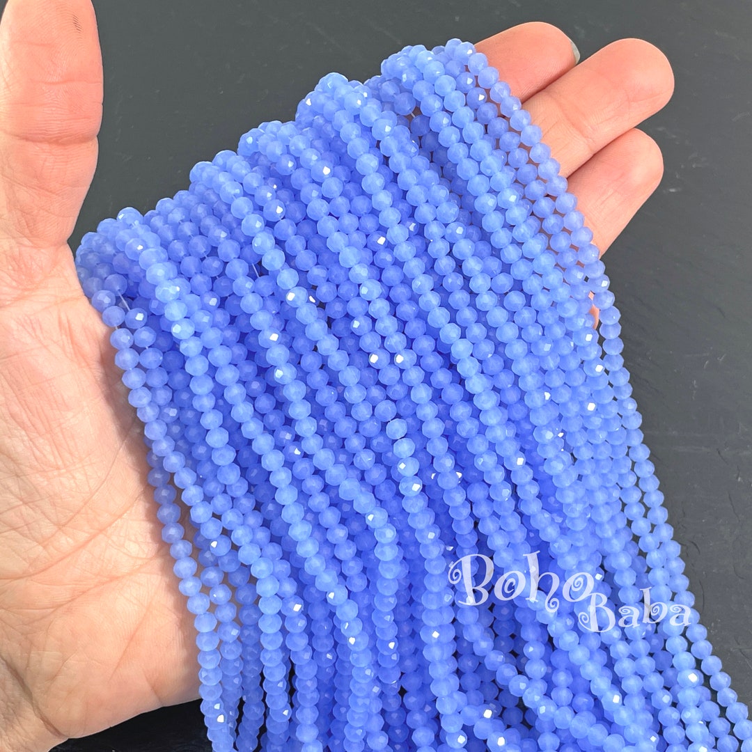 4mm Faceted Crystal Rondelle Bead Strands, Opaque Periwinkle Blue ...