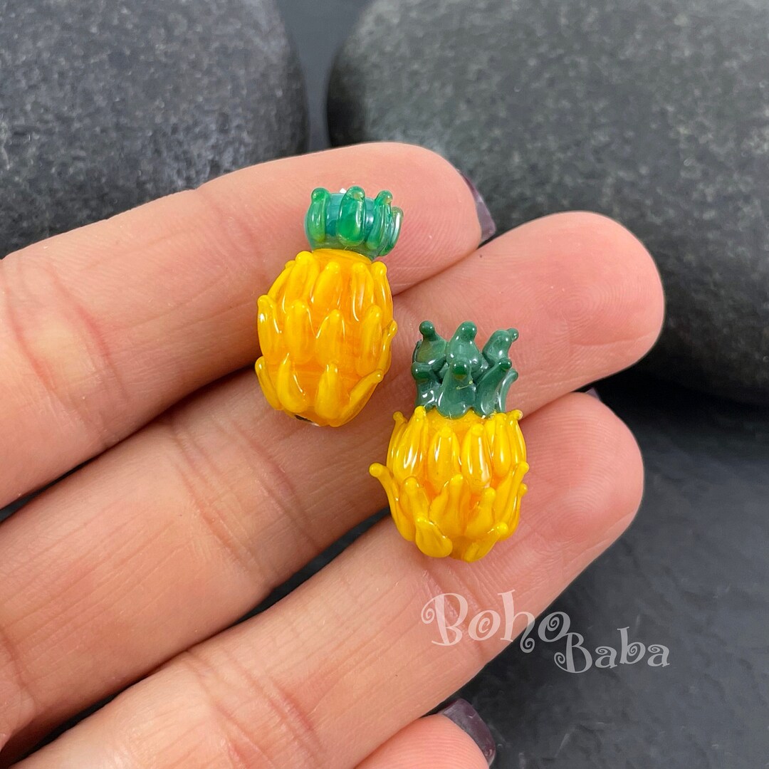 Handmade Murano Glass Pineapple Charm, Glass Ananas Bead, 1pc - Etsy