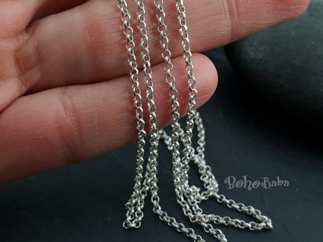 Antique Silver Plated Rolo Chain, 2.50mm Rolo Chain, Unsoldered Link ...