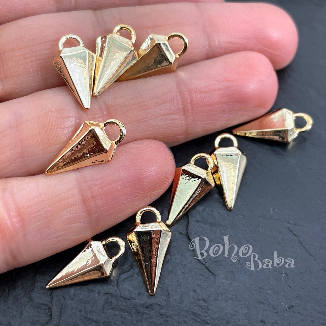 Shiny Gold Plated Spike Charms, Spike Drop Charms, 5 Pc - Etsy