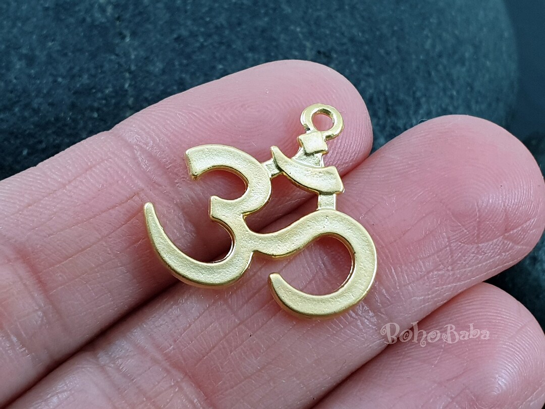 Gold Om Charms, Om Symbol Charms, Yoga Aum Charm, Gold Om Mantra ...