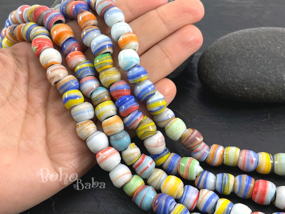 Artisan Handmade Marbled Glass Ball Beads, Traditional Turkish Glass ...