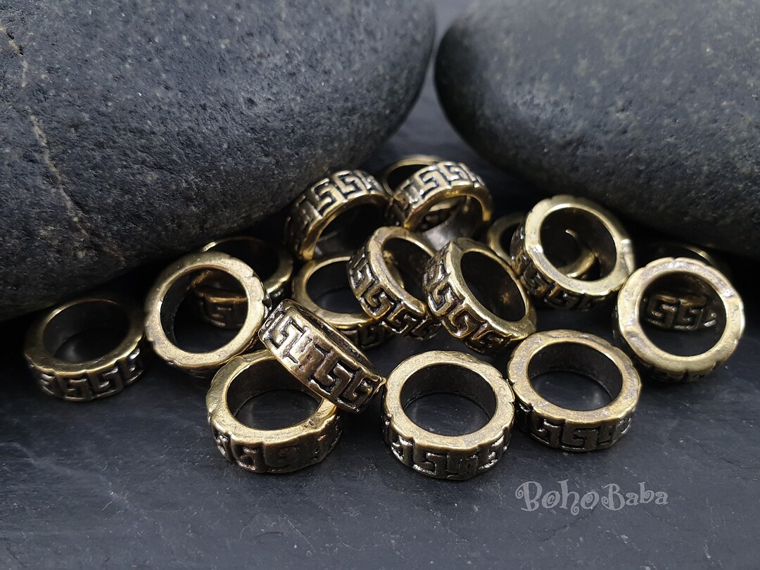 Bronze Hoop Beads, Bronze Spacer Beads, Large Hole Beads, Bracelet ...