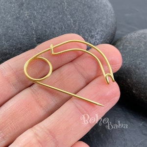Large Safety Pin, Gold Safety Pin, Gold Brooch Pin, Gold Plated Clasp ...