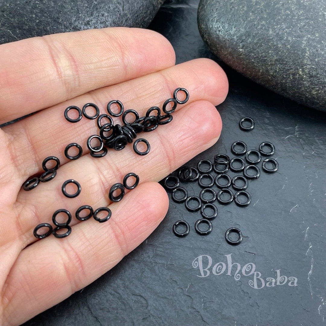 Black Jump Rings, 5mm Black Split Jump Rings, Black Plated Open ...