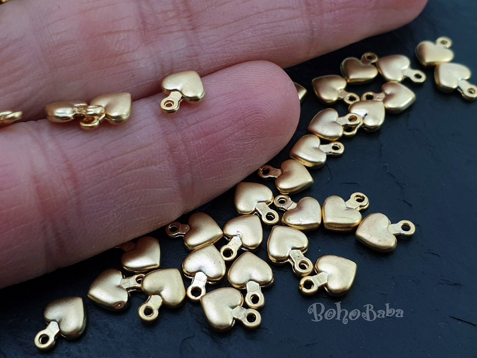 Tiny Heart Charms Gold Heart Charms Mini Heart Charms Gold | Etsy