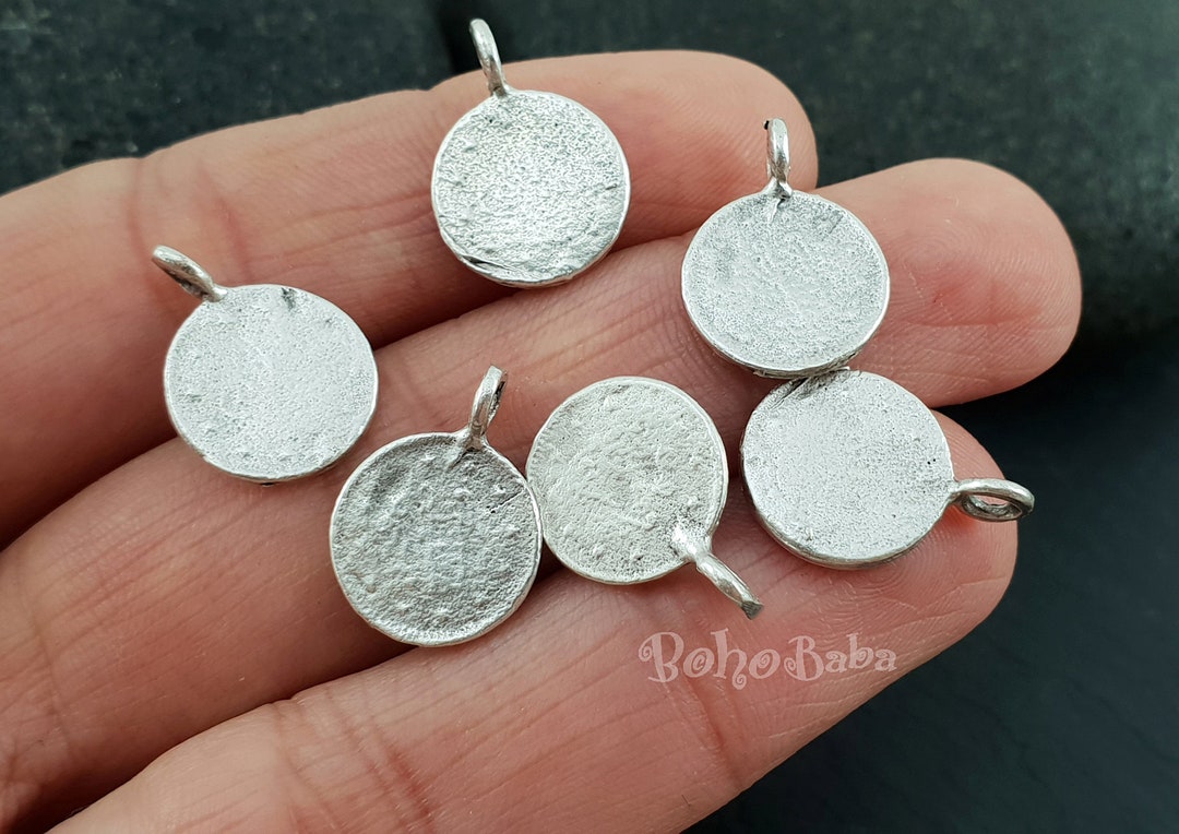Silver Coin Charms, Mini Coin Charms, Turkish Coin Charms, Rustic ...