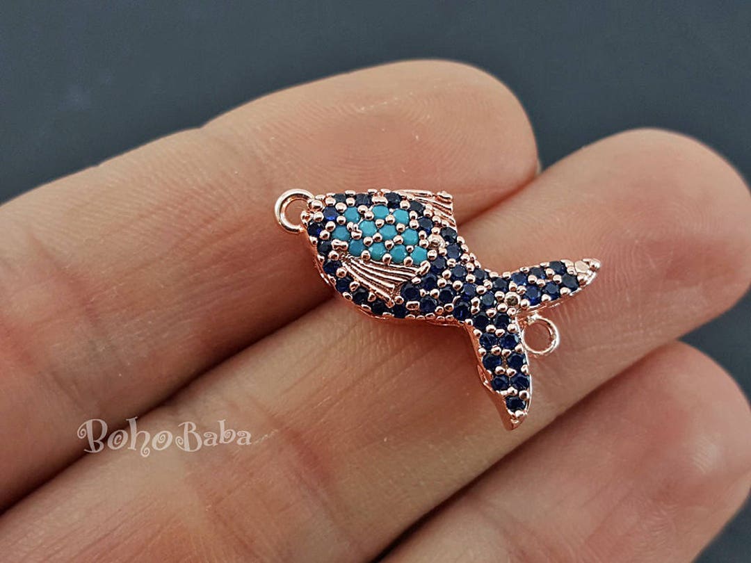 Rose Gold Micro Pave Fish Connector, Zirconium Bracelet, Pave Bracelet ...