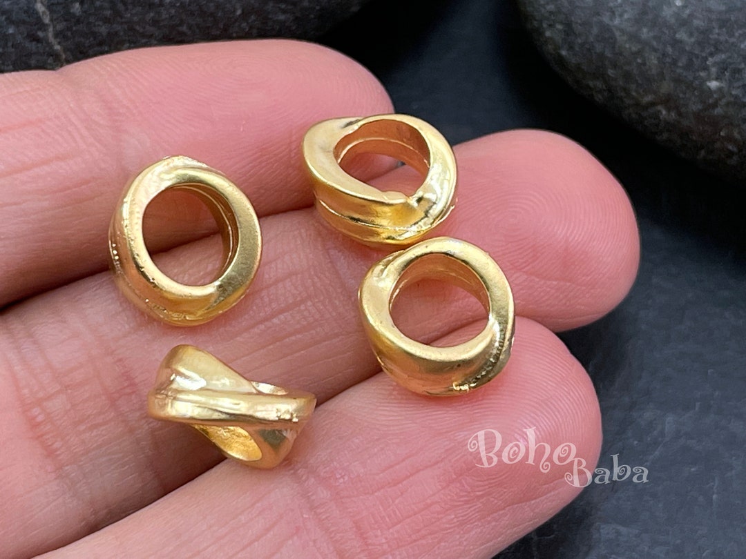 Gold Hoop Beads, Gold Spacer Beads, Bracelet Cord Beads, Tribal Spacers ...