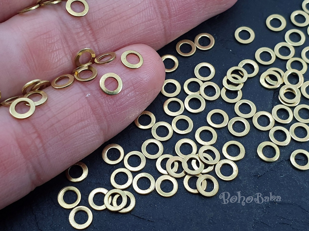 Raw Brass Mini Closed Loop Rings, Tiny Washer Charms, Jewelry Findings ...