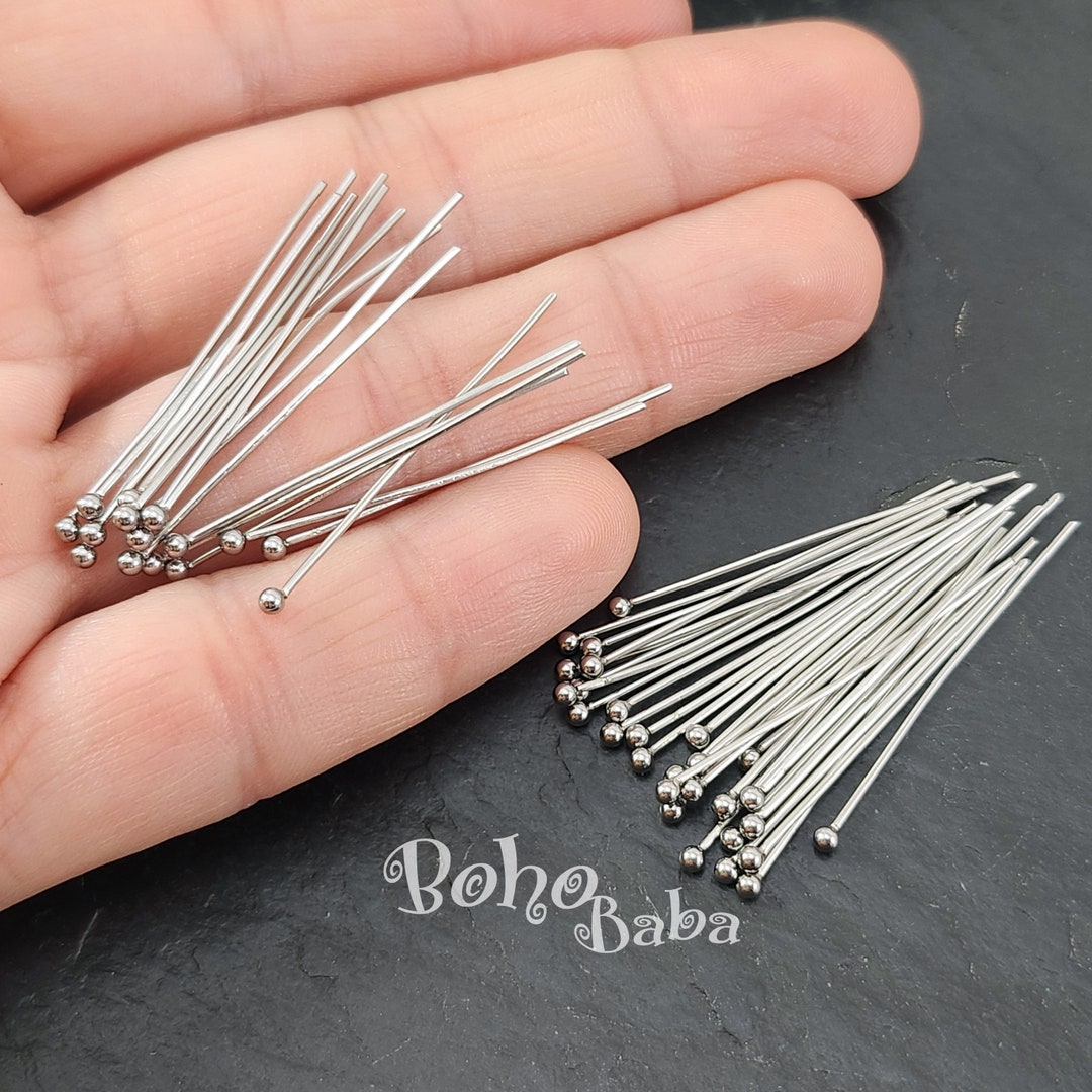 Stainless Steel Ball Head Pins, 30x0.70mm Headpins, Silver Ballpoint ...