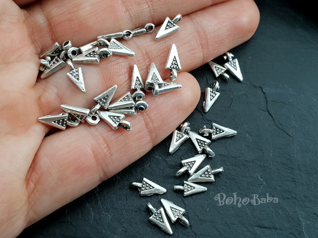 Silver Spike Charms Mini Silver Drop Charms Arrowhead - Etsy
