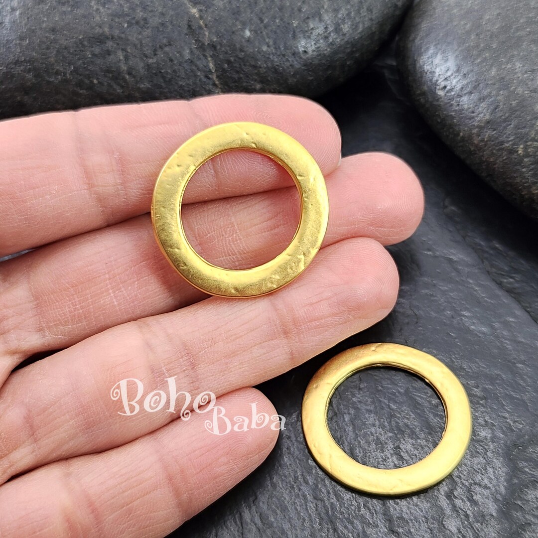 Matte Gold Plated Hoop Charms, Loop Circle Pendant, Circle Ring ...