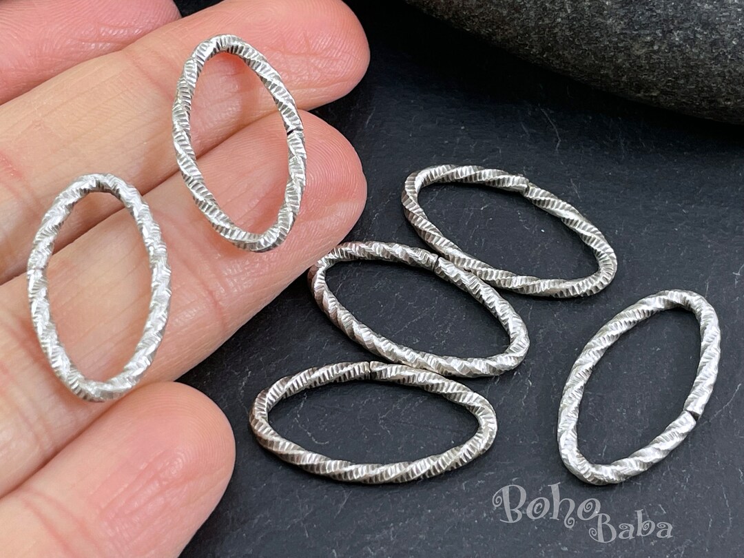 Large Silver Jump Rings, Oval Jump Rings, Large Open Ring, Twisted Hoop ...