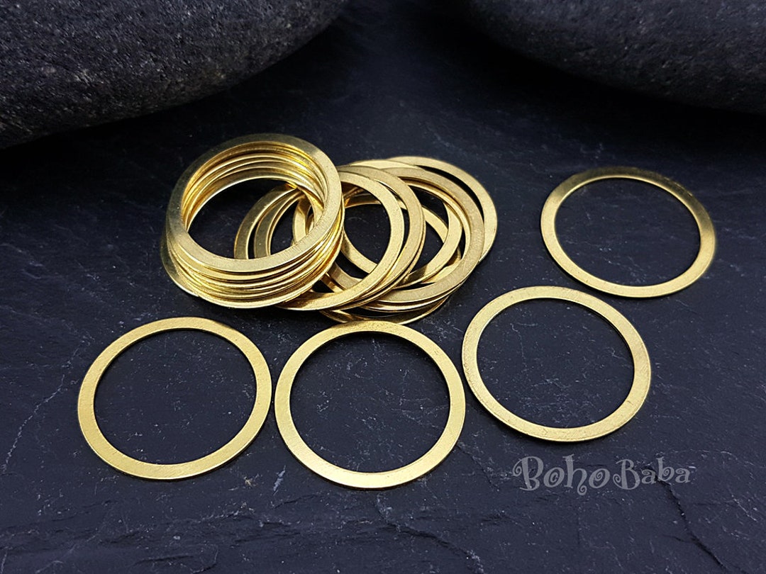 Raw Brass Circle Connectors, Round Loop Charms, Raw Brass Hoop Charms ...