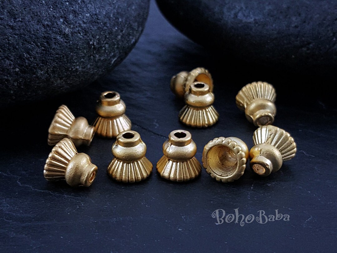 Gold Bead Caps, Cone Cap, Metal Bead Caps, Bead Cones, Gold Tassel Cap ...