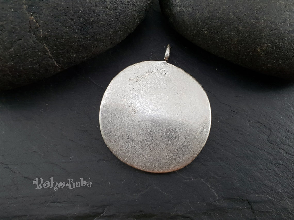 Large Silver Disc Pendant Simple Disc Pendant Large Coin - Etsy UK