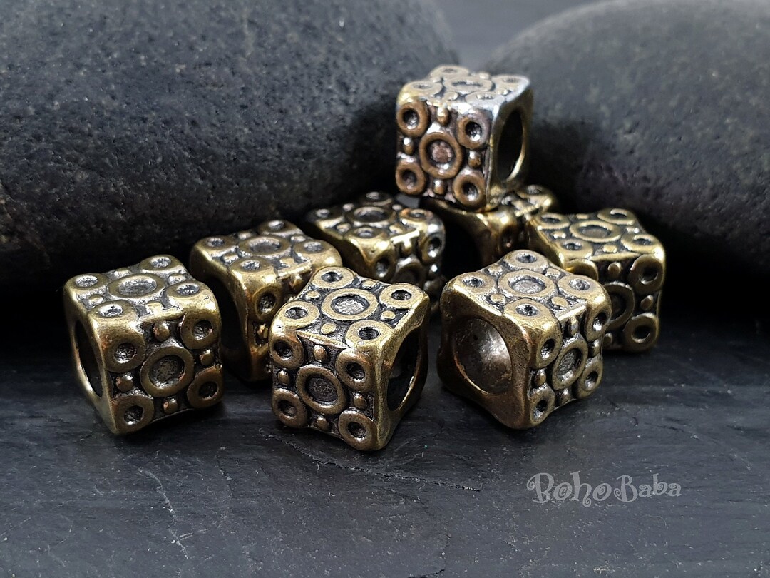 Tribal Bronze Cube Beads, Bronze Spacer Beads, Bronze Jewelry Spacers ...