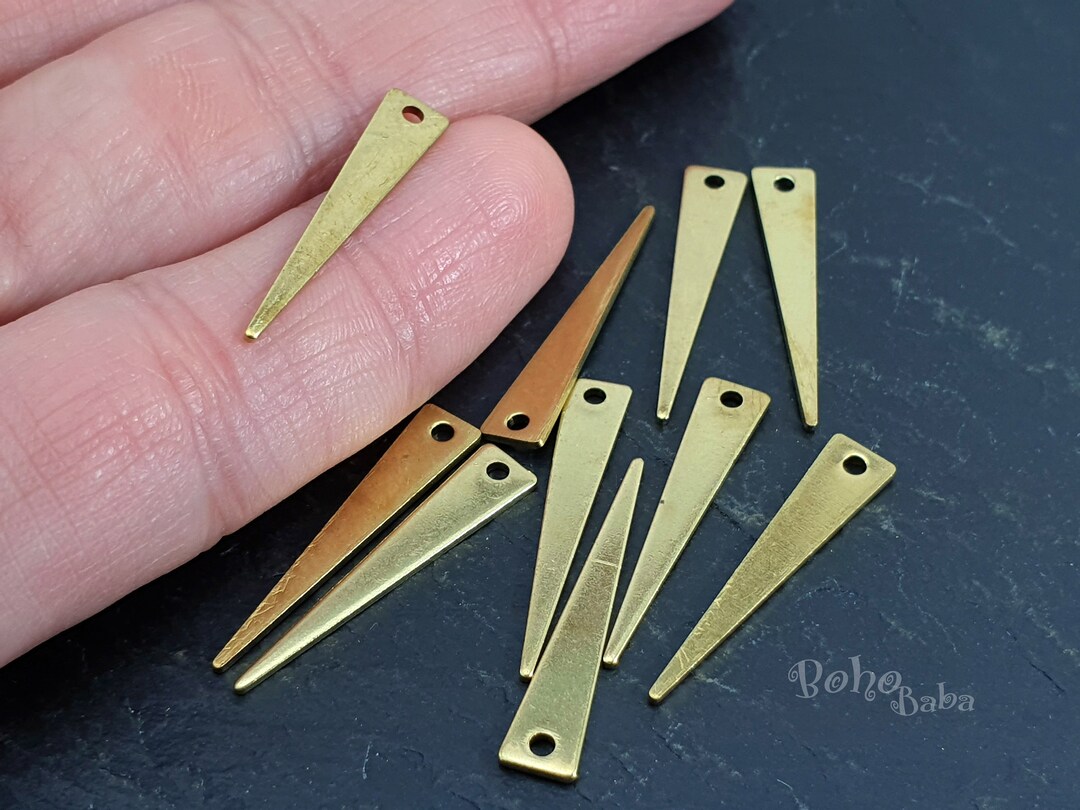 Triangle Spike Charms, Raw Brass Spike Charms, Mini Brass Charms, Spike ...