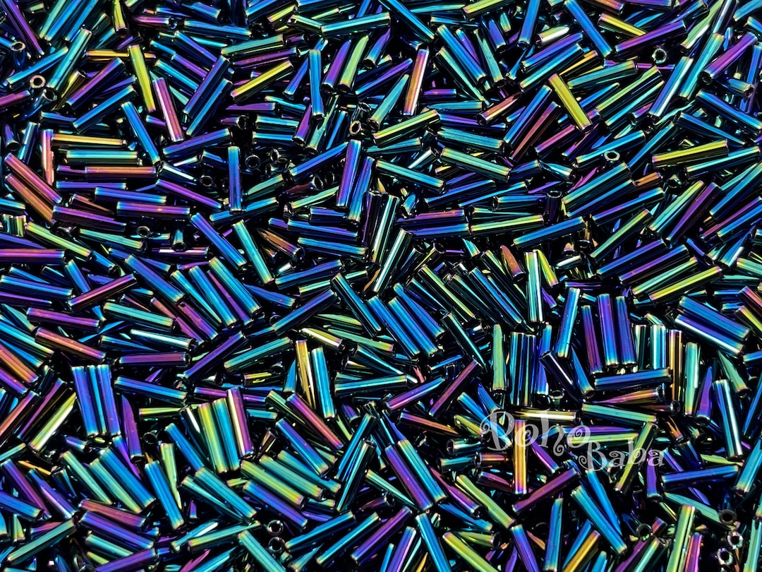 Miyuki Bugles Size 6mm, Miyuki Slender Bugle 1.3x6mm, Metallic Blue ...