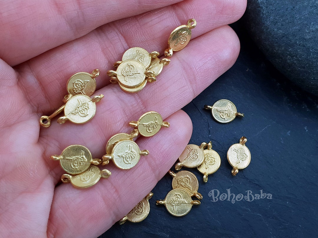 Mini Gold Coin Charms, Turkish Coin Charms, Coin Findings, Gold Coin ...
