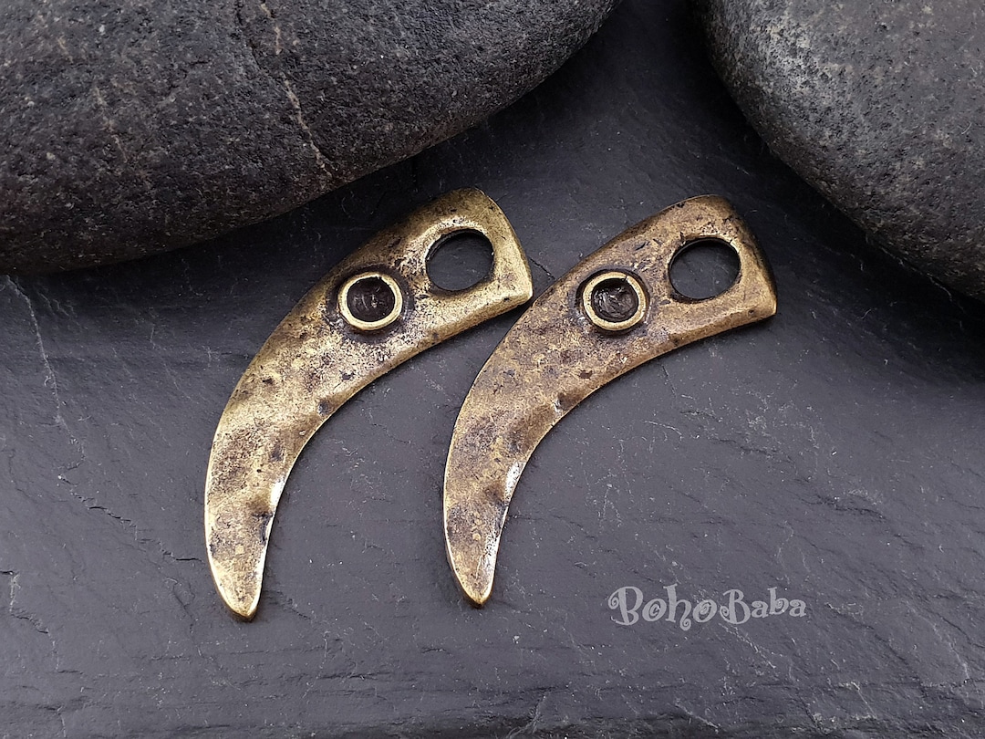 Bronze Spike Charms: Tribal Claw Pendants (2pc) - Etsy