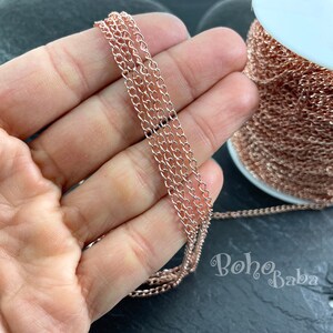 Rose Gold Plated Extender Chain, 5 Meters (16.5 Foot) Bulk, 2mm Rose ...