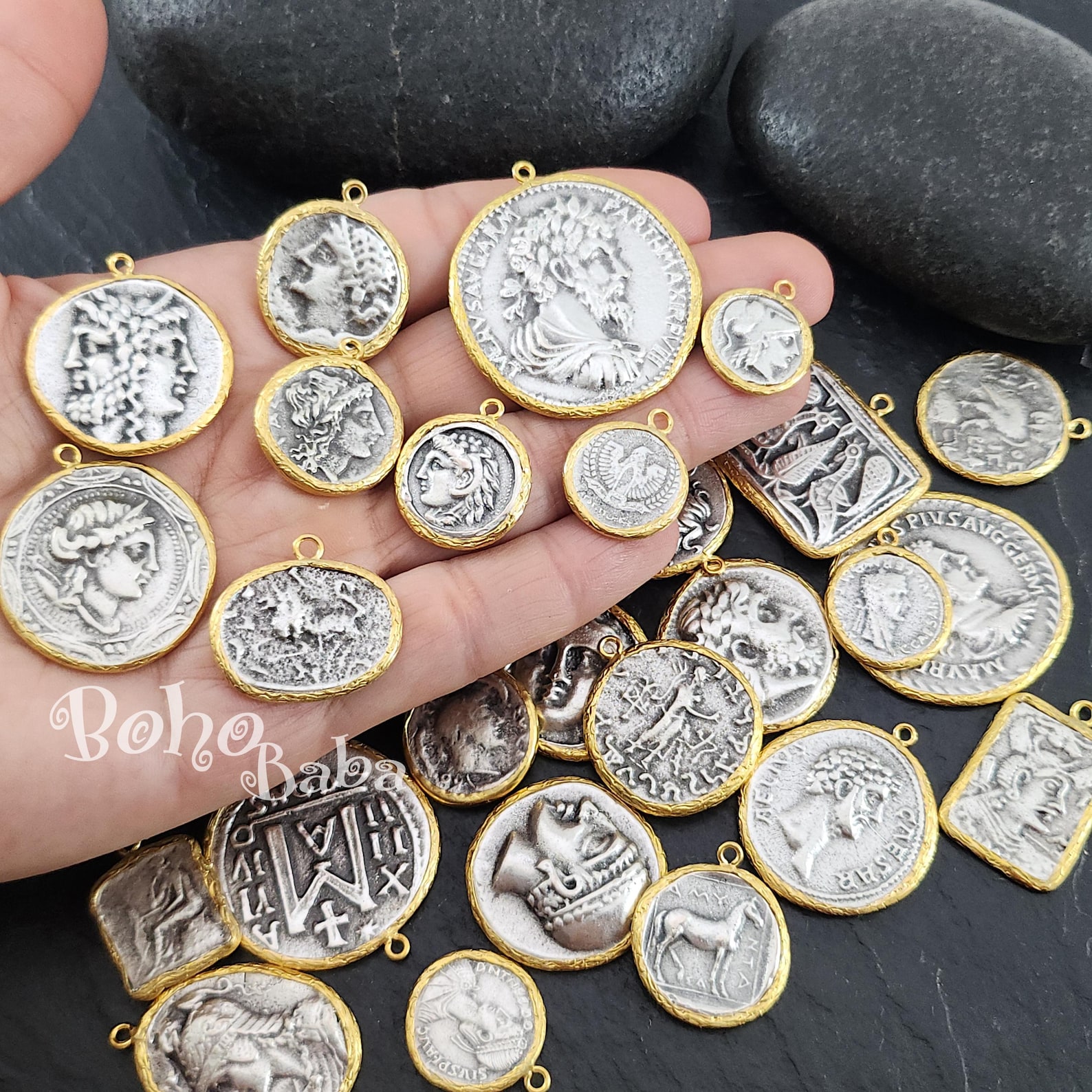 Silver Greek Coin Charm, Artemis Coin Pendant, Ancient Greek Goddess ...