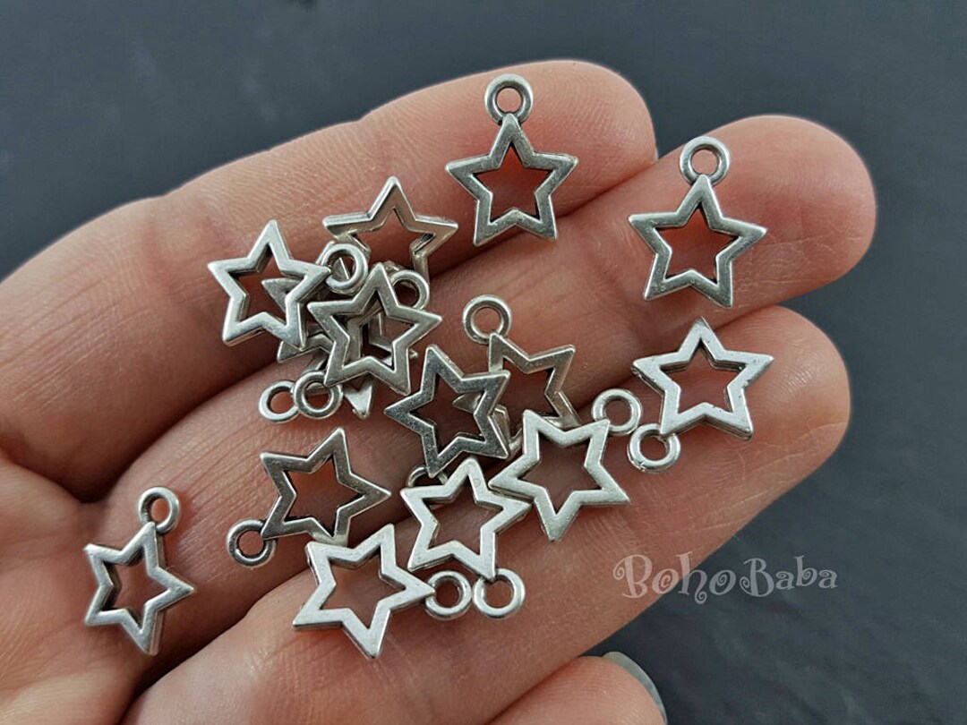 Silver Star Charms, Mini Star Charms, Silver Star Findings, 10pc - Etsy UK