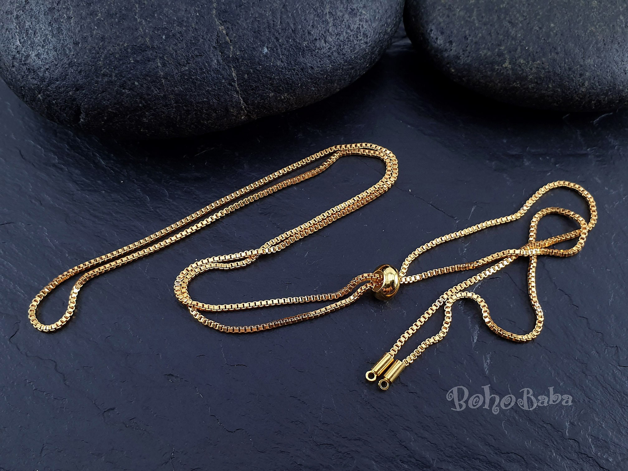 Adjustable Necklace Blank Gold Chain Necklace Gold Box Chain - Etsy