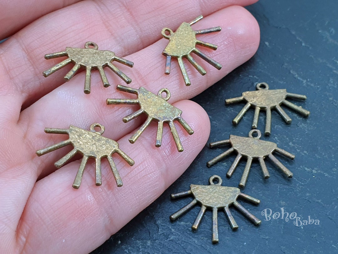 Mini Sun Charms, Raw Brass Sun Ray Charms, Sun Earring, Raw Brass ...