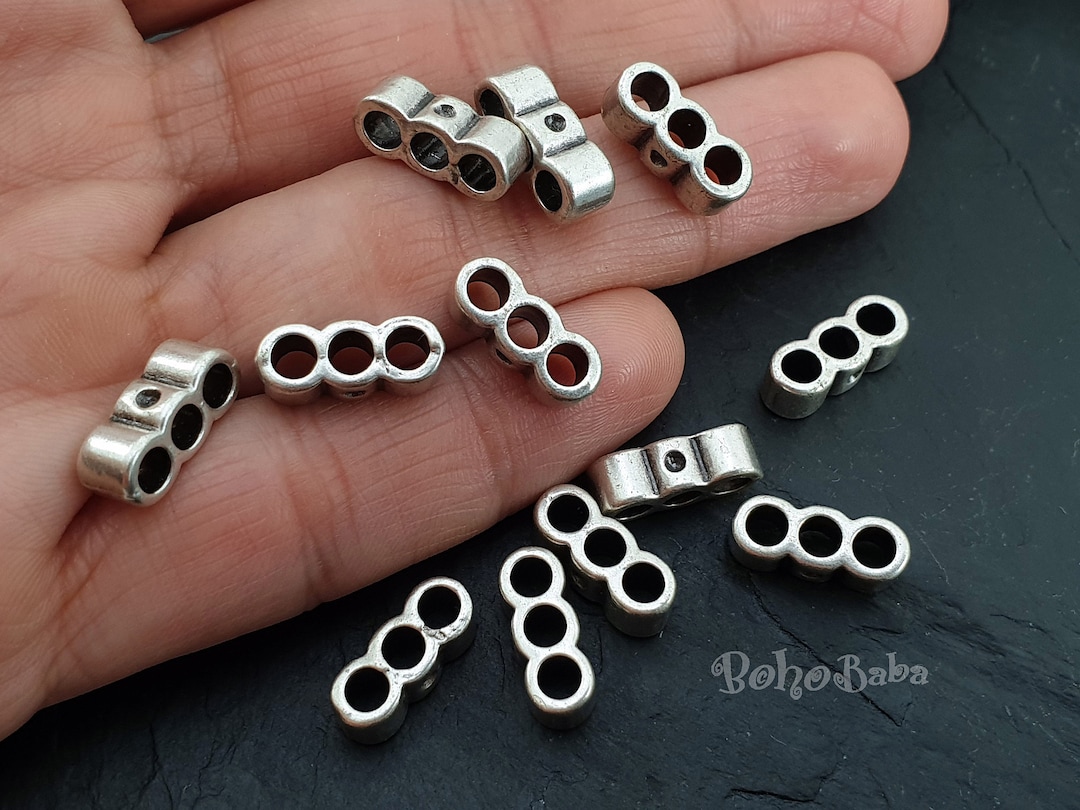 Silver Tube Spacers, Cord Bracelet Separators, Bracelet End Fastener ...