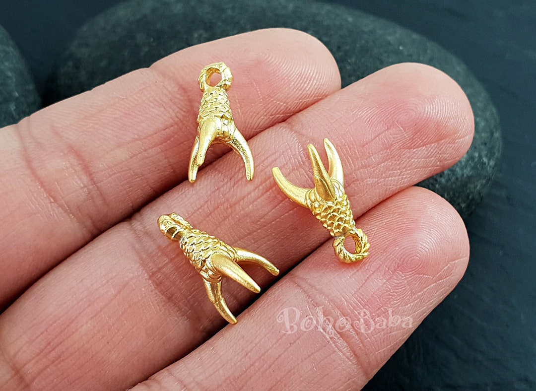 Gold Dragon Claw Charms, Mini Dragon Claw Pendant, Gold Claw Charms, 4 ...