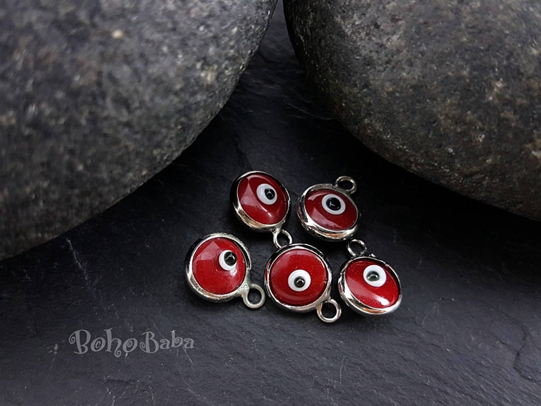 Red Evil Eye Charms, Lampworked Evil Eye Charms, Glass Evil Eye Charms ...
