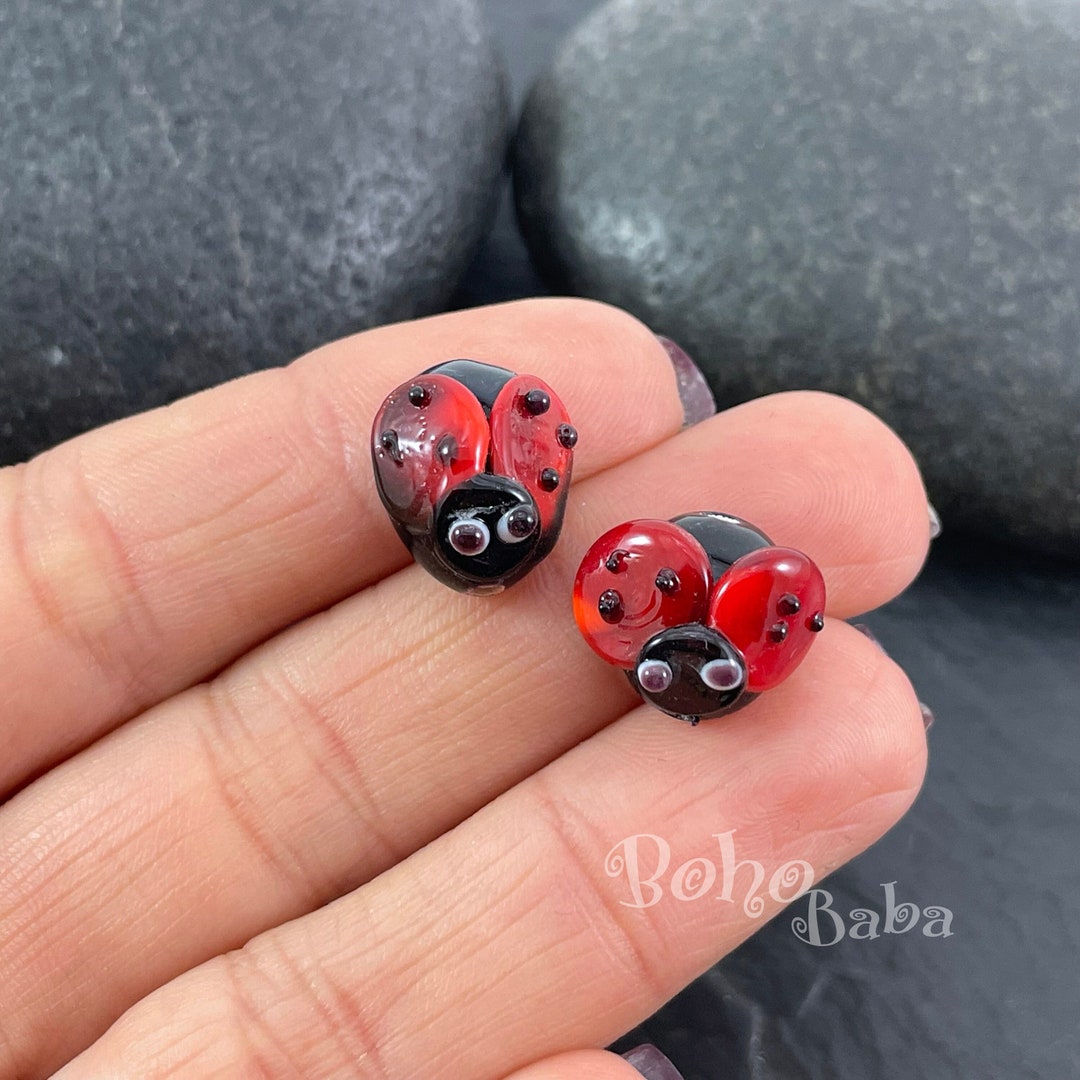 Lampworked Ladybird Bead, Handmade Murano Glass Ladybird Charm, 1pc - Etsy