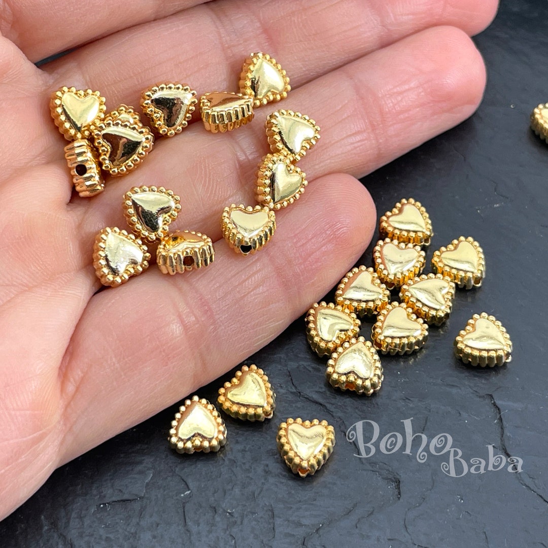 Shiny Gold Plated Heart Spacer Charms, Gold Heart Charms, 10 Pc - Etsy