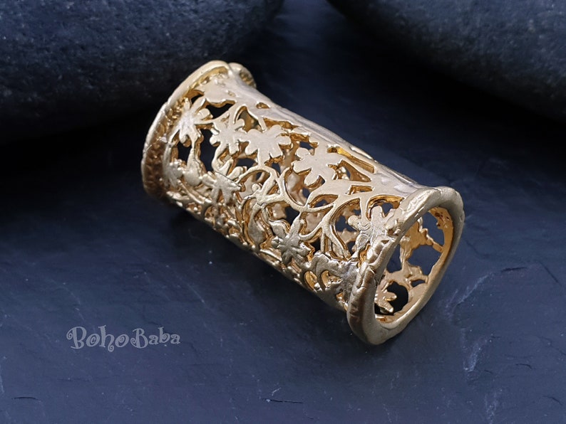 Large Gold Tube Fretwork Tube Bead Large Gold Tube Bead | Etsy