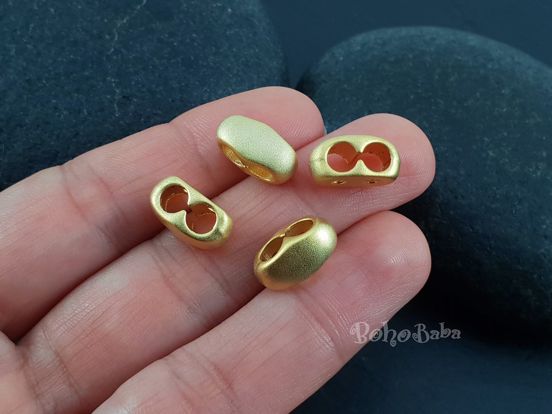 Gold Tube Spacers, Cord Bracelet Separators, Two Hole Spacer Beads ...
