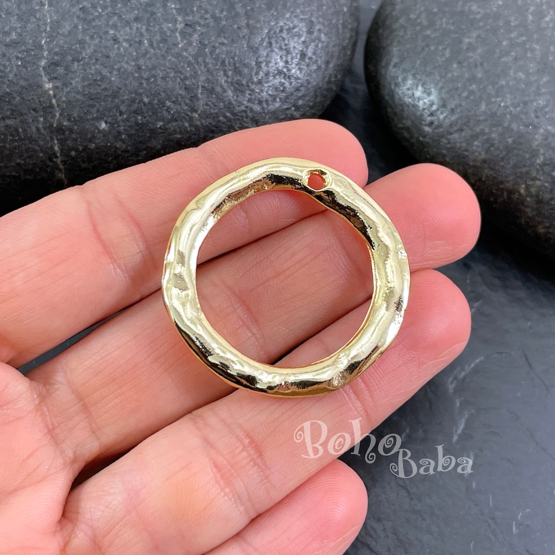 Shiny Gold Plated Hoop Charm, Round Connector Link, 2 Pc - Etsy